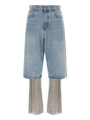 Giuseppe Di Morabito Crystal Embellished Jeans With Leggings - Multicolor