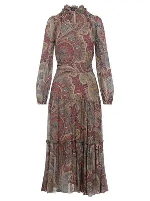 Etro Long Dress With Paisley Print And Ruffled Details - Multicolor