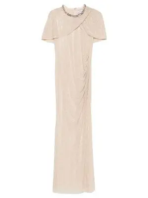 SELF-PORTRAIT Embellished Draped Maxi Dress - Multicolor