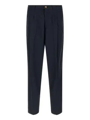 Brunello Cucinelli Cotton Pleated Chinos - Blue