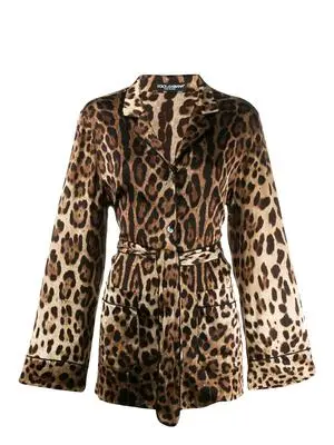 Dolce & Gabbana Leopard Print Silk Shirt With Belt - Multicolor