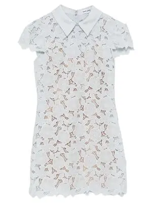 SELF-PORTRAIT Floral Lace Dress With Peter Pan Collar - Blue