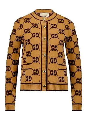 Gucci Wool Gg Inlay Cardigan - Multicolor
