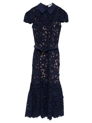 SELF-PORTRAIT Guipure Lace Midi Dress - Blue