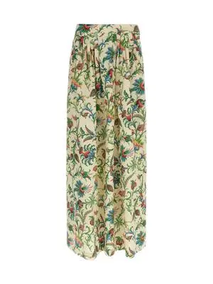Etro Floral Pattern Cotton Poplin Pleated Skirt - Multicolor