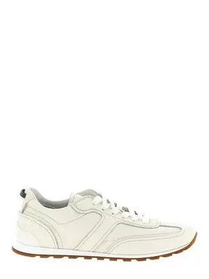 Brunello Cucinelli Active Sneakers In Soft Leather With Monile Detail - White