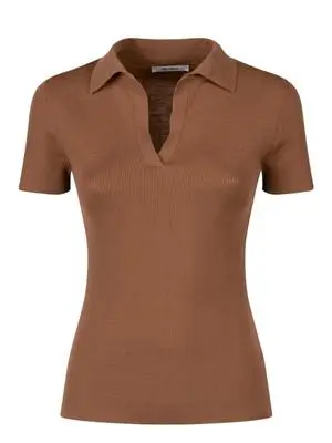 Max Mara Rib-knit Wool Polo Shirt - Brown
