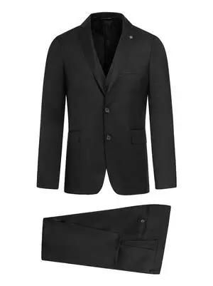 Tagliatore Tailored Wool Suit With Vest - Black