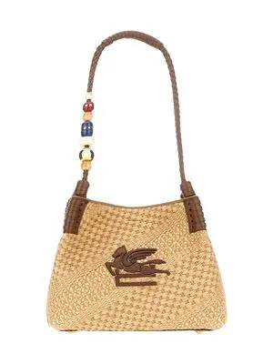 Etro Raffia Shopper Bag With Logo Detail - Multicolor