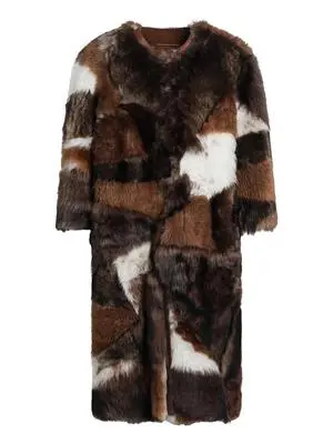 Prada Patchwork Shearling Coat - Multicolor