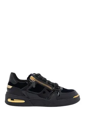 GIUSEPPE ZANOTTI Leather Zip-up And Lace-up Sneakers - Black