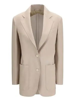 Max Mara Max Mara Single-Breasted Wool-Blend Blazer Cream