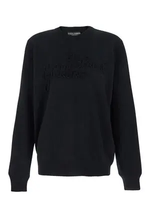 Dolce & Gabbana Dolce & Gabbana Wool Crew Neck Sweater With Logo Lettering Multicolor