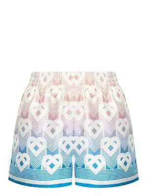 Casablanca Monogram Print Silk Shorts - Multicolor