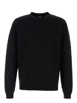 Fendi Embroidered Cotton Sweater - Black