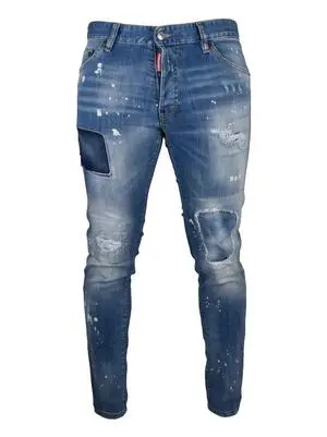 Dsquared2 Cool Guy Jeans With Distressed Details And Paint Splatter - Blue