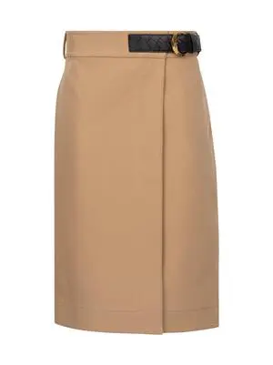 Bottega Veneta Double Cotton Canvas Belted Skirt - Multicolor