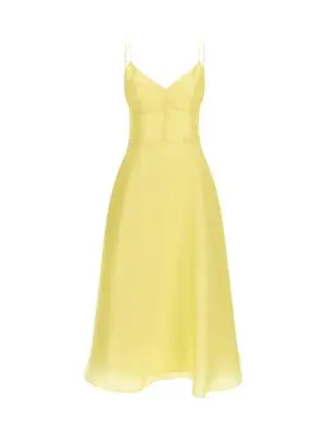 Alberta Ferretti Silk Organza Midi Dress - Yellow