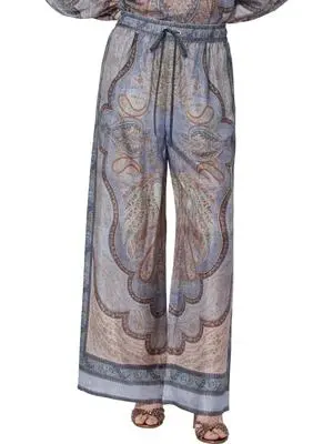 Zimmermann Silk Wide Leg Trousers With Tapestry Print - Multicolor