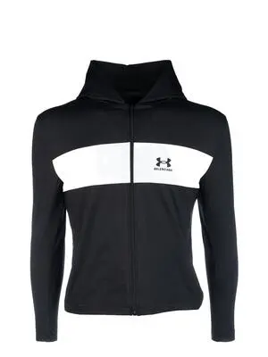 Balenciaga Zip Up Sweatshirt With Contrast Stripe And Logo - Multicolor