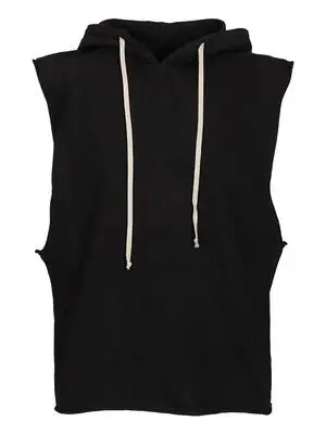 Rick Owens Cotton Jersey Vest With Hood - Black