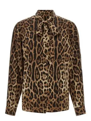 Dolce & Gabbana DOLCE & GABBANA "Leopardo" Print Silk Shirt Brown