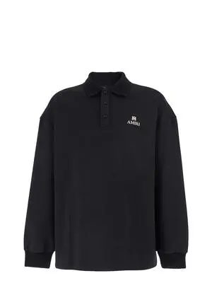 Amiri Black Polo Collar Sweatshirt With Logo Lettering On The Front In Cotton For - Multicolor