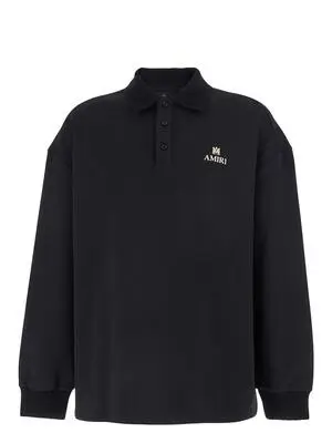 Amiri Amiri Men Black Polo Collar Sweatshirt With Logo Lettering On The Front In Cotton For Men Multicolor