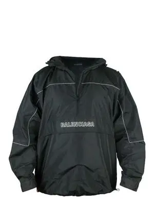 Balenciaga Waterproof Jacket With Hood And Logo Detail - Black