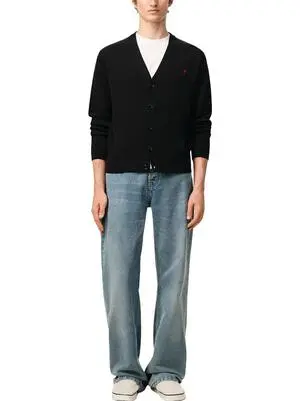 Ami Wool Knit V-neck Cardigan - Black