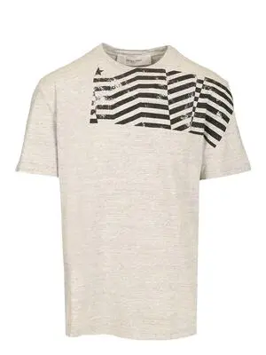 GOLDEN GOOSE Flag Print T-shirt - Gray