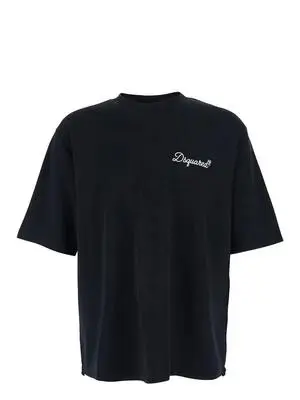 Dsquared2 T-shirt With Embroidered Logo On Chest For - Black