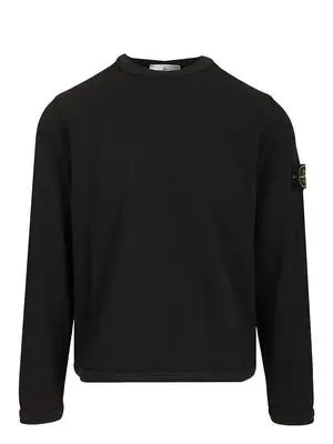Stone Island Mesh Stitch Organic Cotton Fleece Crewneck - Black