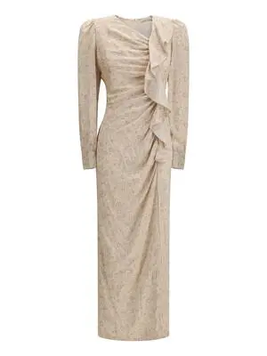 Alessandra Rich Jacquard Floral Print Draped Dress With Flounces - Multicolor