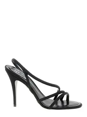 Rene Caovilla Crystal Embellished Stiletto Sandals - Black