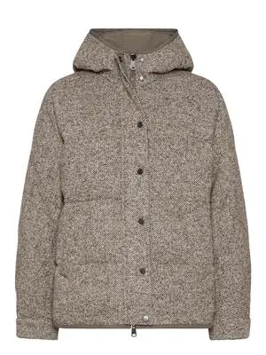 Brunello Cucinelli Chevron Pattern Down Jacket - Brown