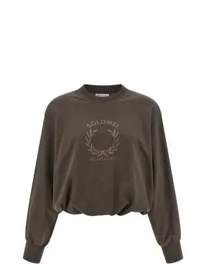 Brunello Cucinelli Cotton Crewneck Sweatshirt With Printed Detail - Brown