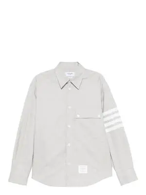 Thom Browne Cotton Shirt With Four-stripe Detail - Gray