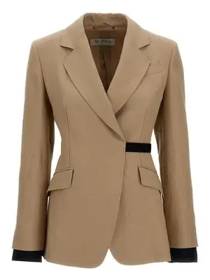 Max Mara Linen Jacket With Integrated Belt - Multicolor