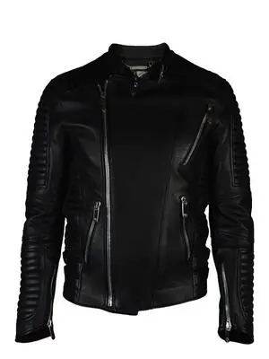 Philipp Plein Leather Biker Jacket - Black