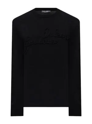 Dolce & Gabbana Wool Sweater With Logo - Black