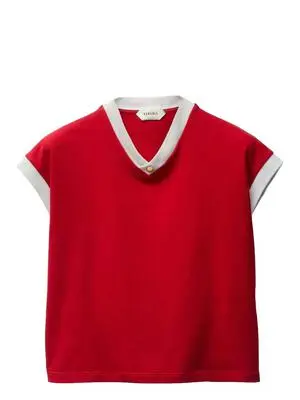 Versace Stretch Cotton Jersey T-shirt With Medusa Appliqu - Red