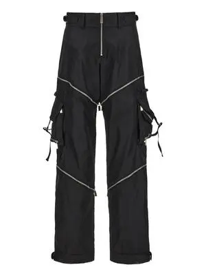 Off-White Cargo Trousers With Zip Detailing - Multicolor