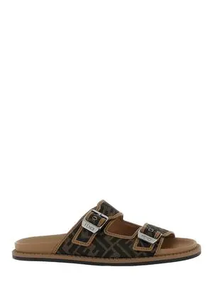 Fendi Ff Jacquard Feel Sandals - Brown