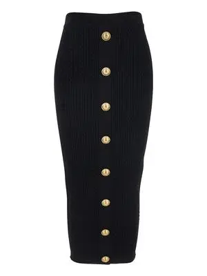 Balmain BALMAIN Ribbed Pencil Skirt With Logo Buttons Multicolor