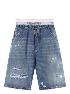 Dsquared2 Surfer" Bermuda Shorts With Distressed Details - Blue