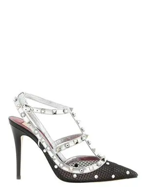 Valentino Garavani VALENTINO GARAVANI Rockstud Lace And Laminated Leather Pumps Multicolor