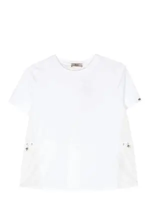Herno Cotton Jersey T-shirt With Gold Logo Plaque And Drawstring Waist - White