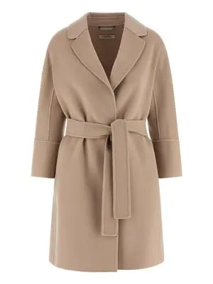 Max Mara S MAX MARA 'Arona' Wool Coat Cream