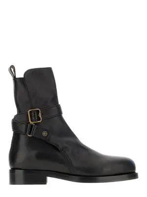 Burberry Leather Ankle Boots With Buckle Detail - Multicolor